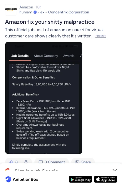 Amazon fix your shitty malpractice | AmbitionBox