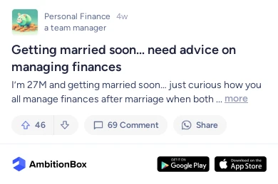 Getting married soon… need advice on managing fina | AmbitionBox