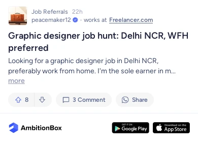 Graphic designer job hunt: Delhi NCR, WFH preferre | AmbitionBox