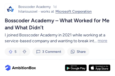 Bosscoder Academy – What Worked for Me and What Di | AmbitionBox