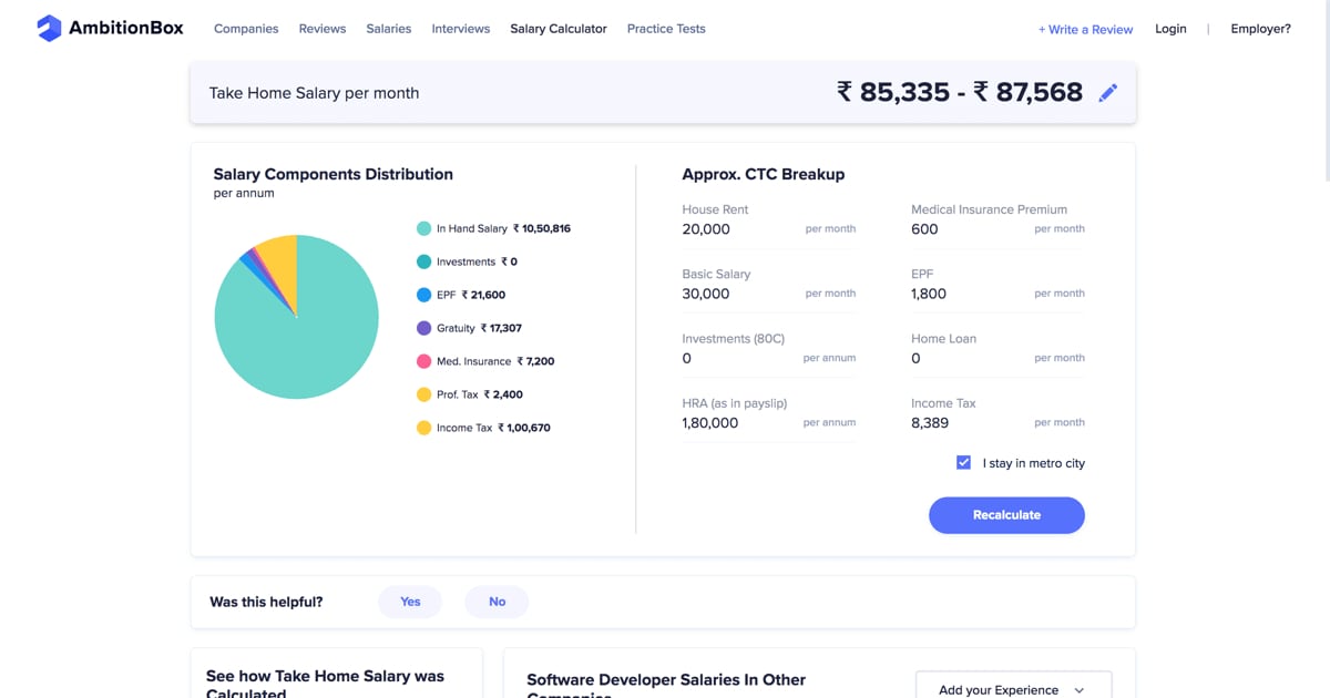 Salary Calculator 2023 24 Take Home Salary Calculator India AmbitionBox